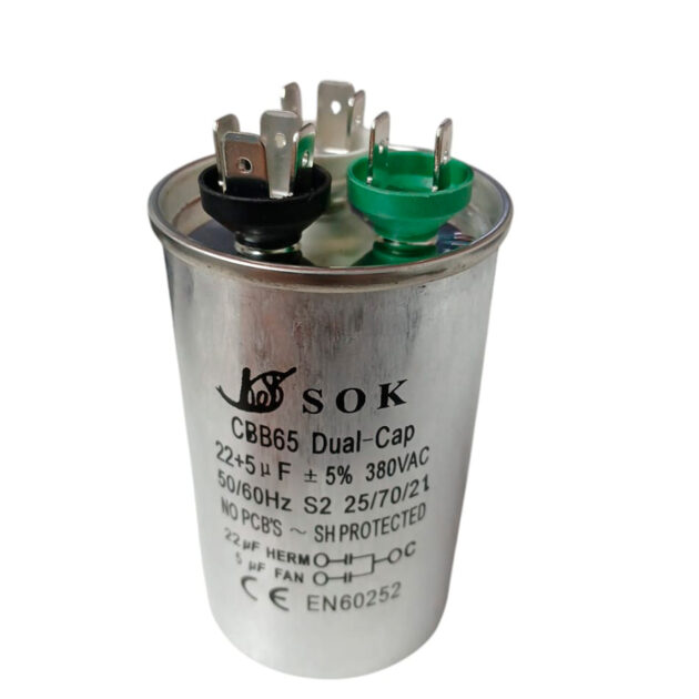 Capacitor Duplo 22+5 Uf 380vac – Friopar Comercial